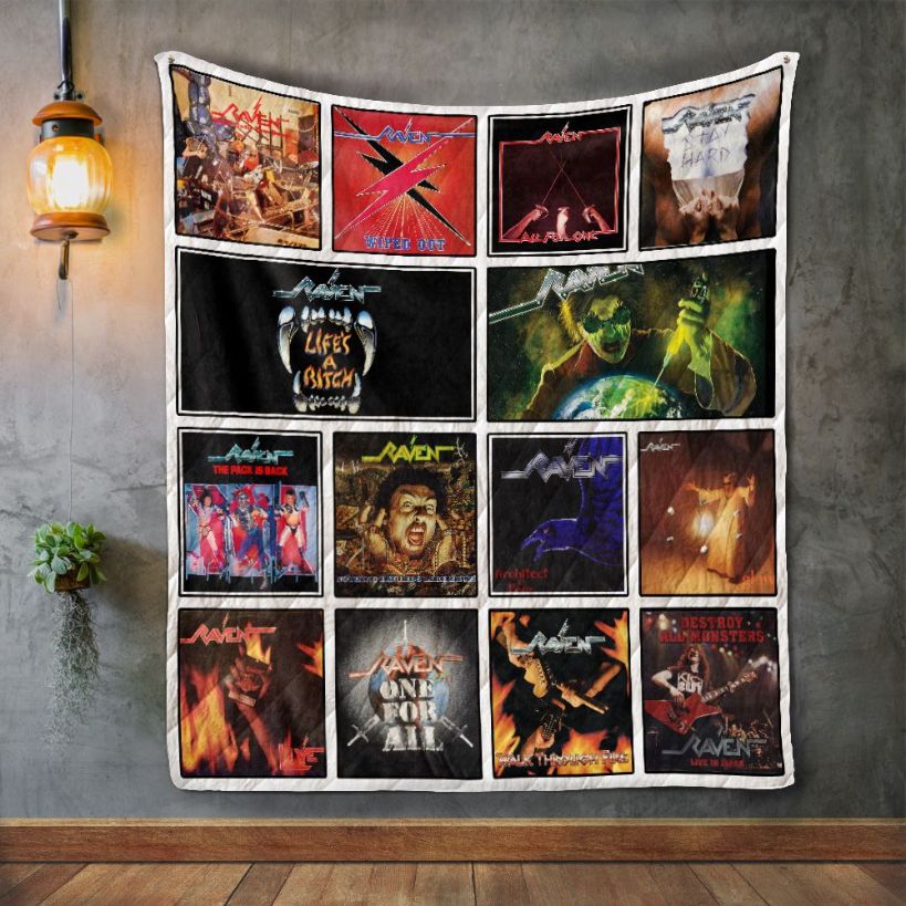Raven Album Covers Quilt Blanket - Tribute to The Raven Band - Robokeg