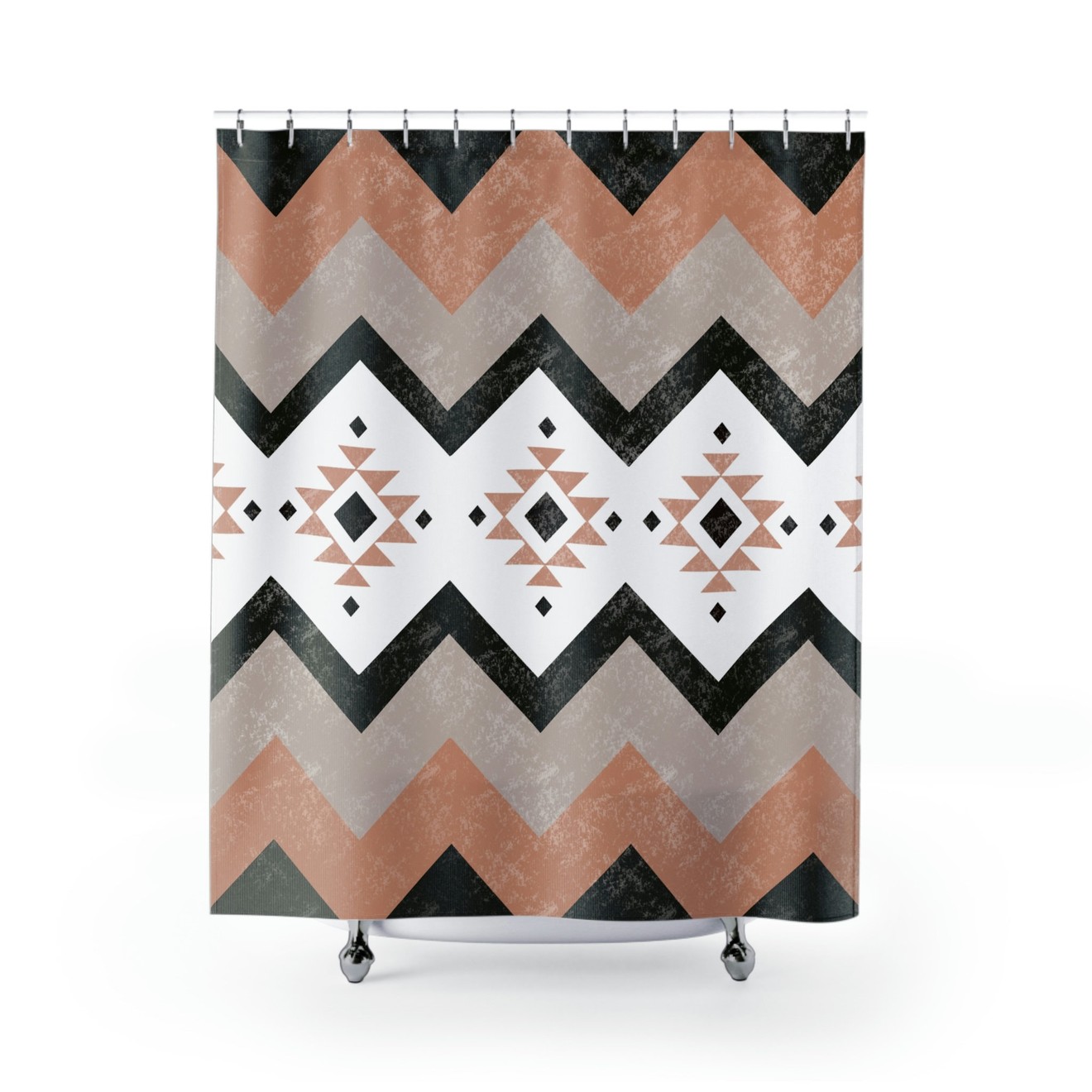 Black And Tan Aztec Modern Boho Western-Southwest Shower Curtain With ...